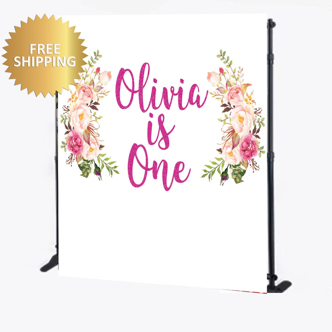 Birthday Backdrop, Rustic Backdrop, Floral Backdrop, Birthday Banner ...