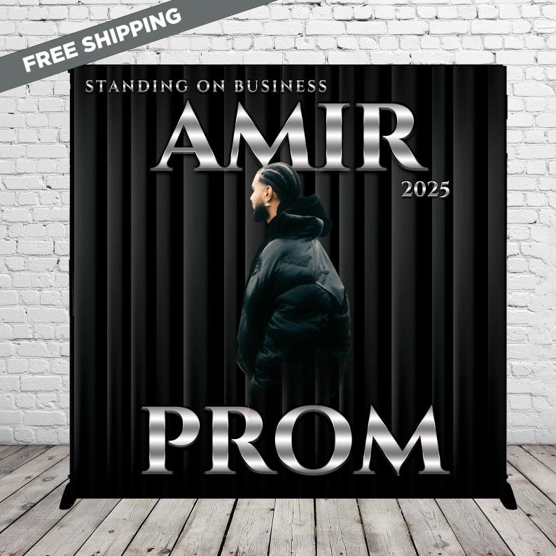Custom Black and Silver Prom Send off Party Backdrop Prom Photo Banner ...