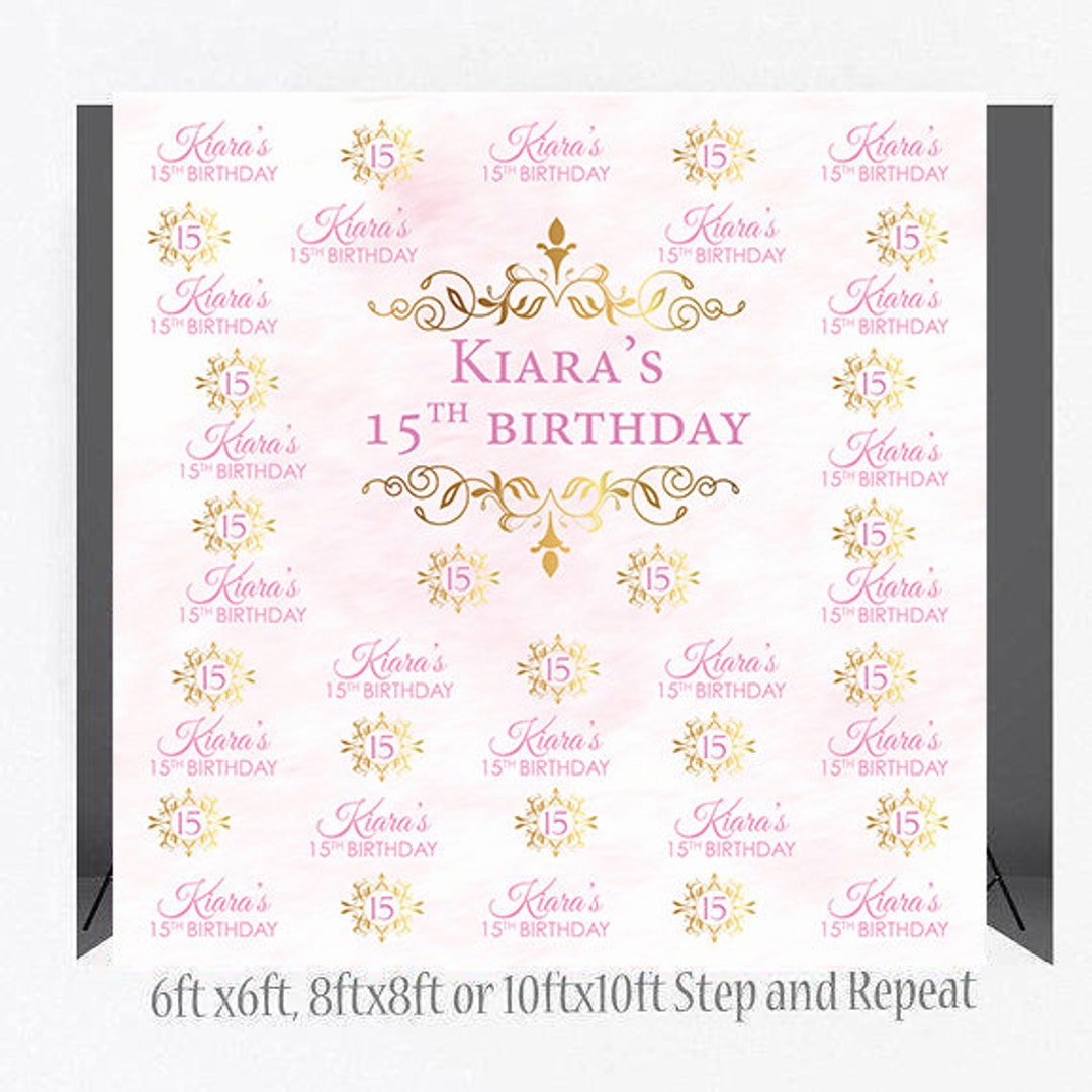 Custom 8X8 Photo Booth Backdrop Custom Step and Repeat, Sweet 16 ...