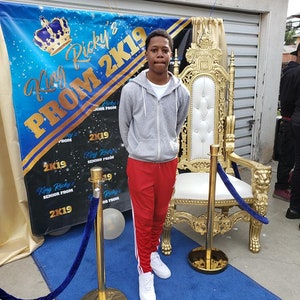 Prom Backdrop, Blue and Gold Prom Backdrop, Prom 2022 Backdrop, Royalty ...