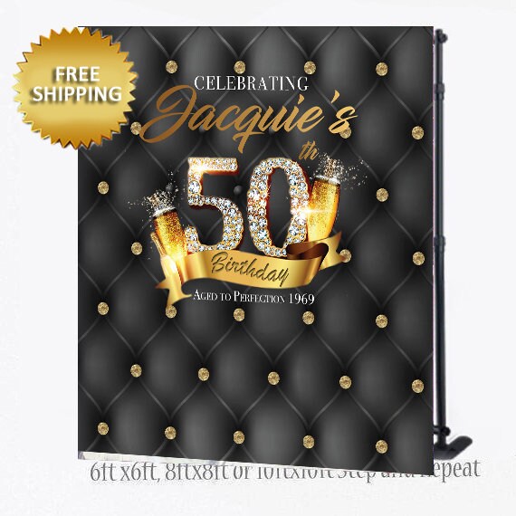 50th Birthday Step and Repeat 50 and Fabulous Backdrop | Etsy