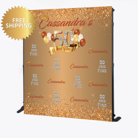 50th Backdrop 50th Step and Repeat Birthday Backdrop - Etsy