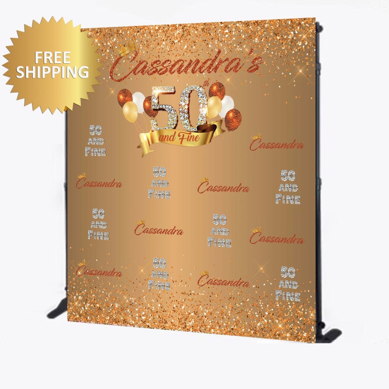 50th Backdrop 50th Step and Repeat Birthday Backdrop - Etsy