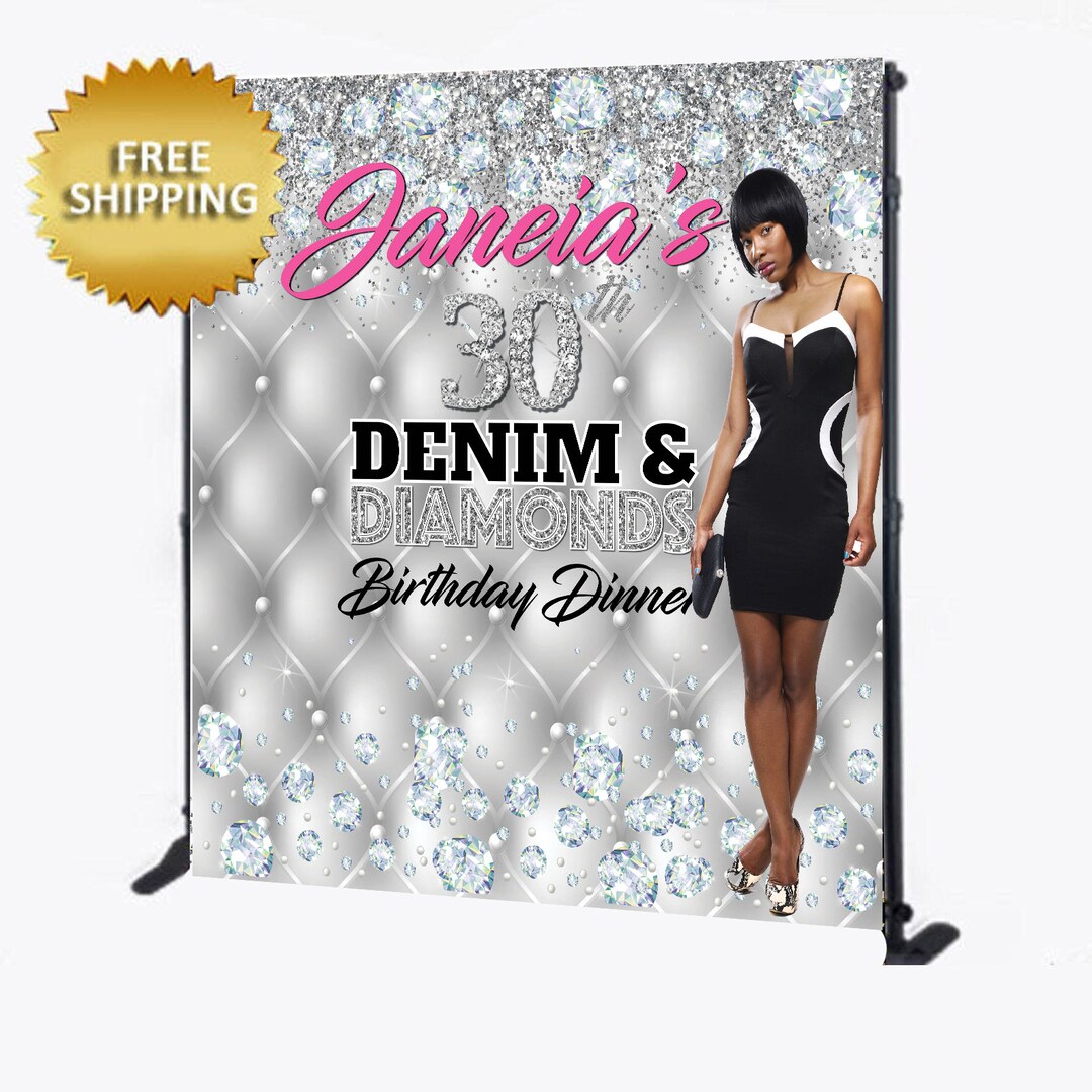 Custom Photo Birthday Backdrop, Photo Step and Repeat, Diamond Backdrop ...