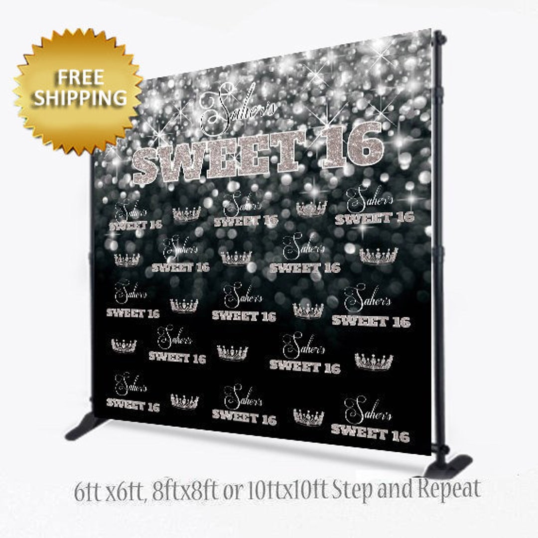 Step and Repeat Photo Backdrop Black and White Step and Repeat Sweet 16 ...
