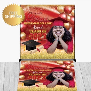 Red and Gold 2023 Graduation Backdrop and Decal, Backdrop and Decal ...