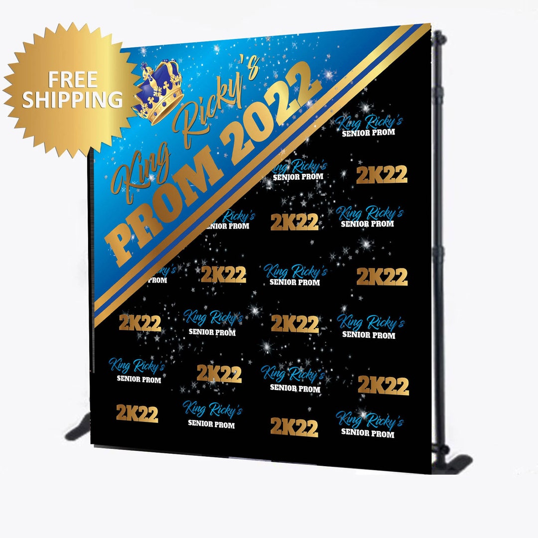 Prom Backdrop, Blue and Gold Prom Backdrop, Prom 2022 Backdrop, Royalty ...