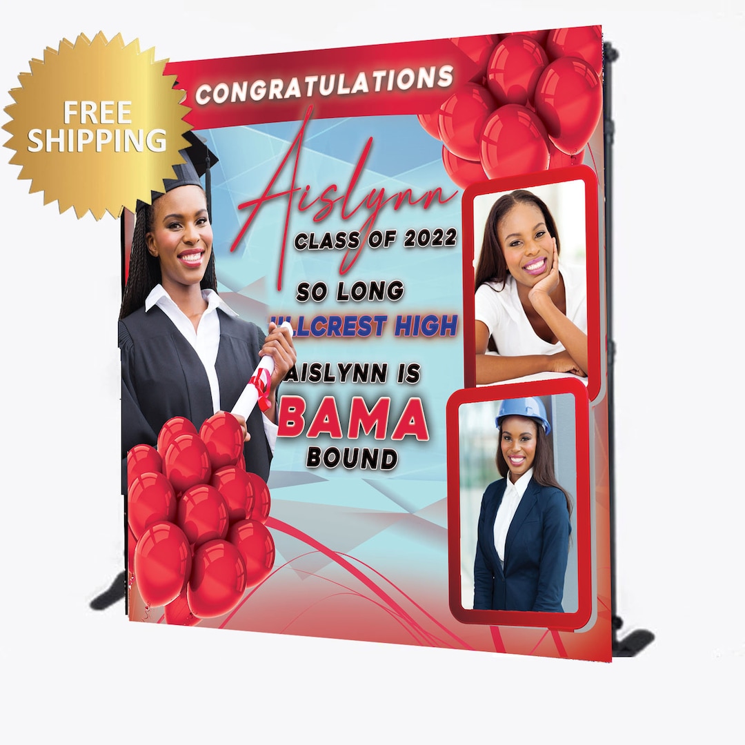 Graduation Step and Repeat, Class of 2022, Graduation Backdrop, Red and ...