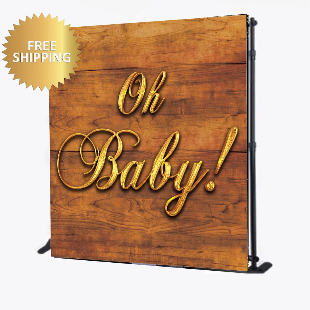 Oh Baby Backdrop, Oh Baby Step and Repeat, Rustic Backdrop, Photo Step ...