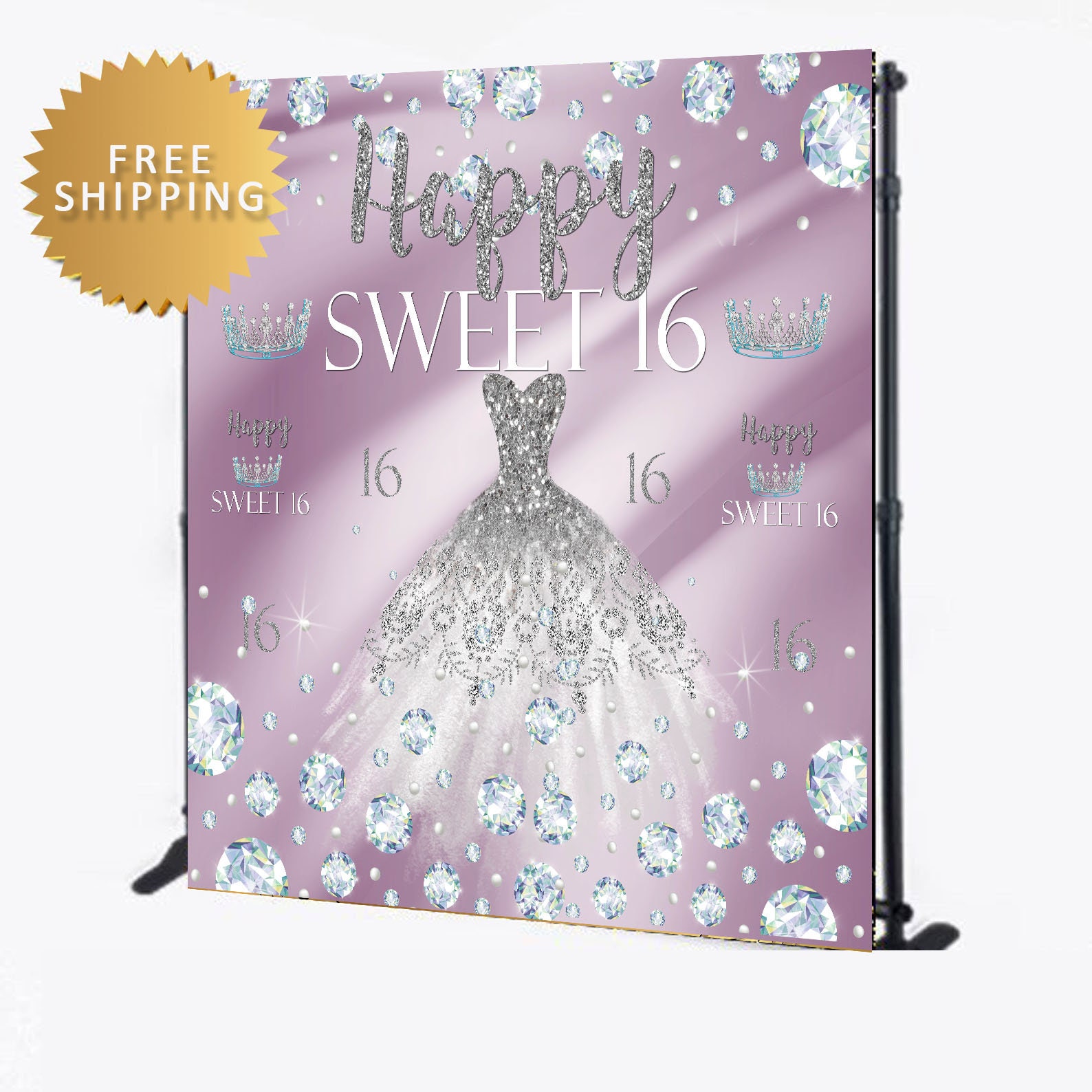 Sweet 16 Backdrop Lavender Step And Repeat Rose Gold Step Etsy