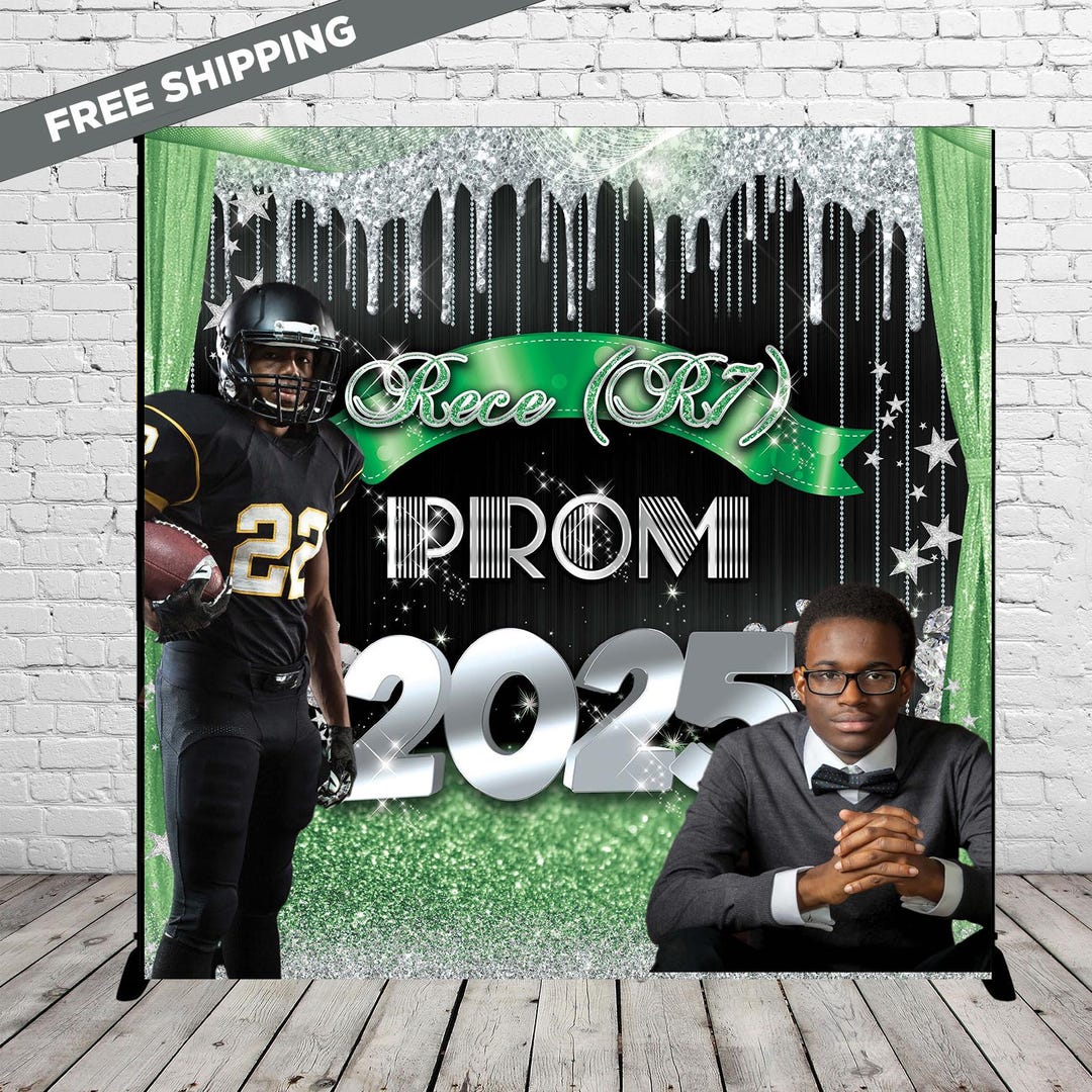 Green and Black Prom Backdrop, Prom Banner, Prom Send off Backdrop ...