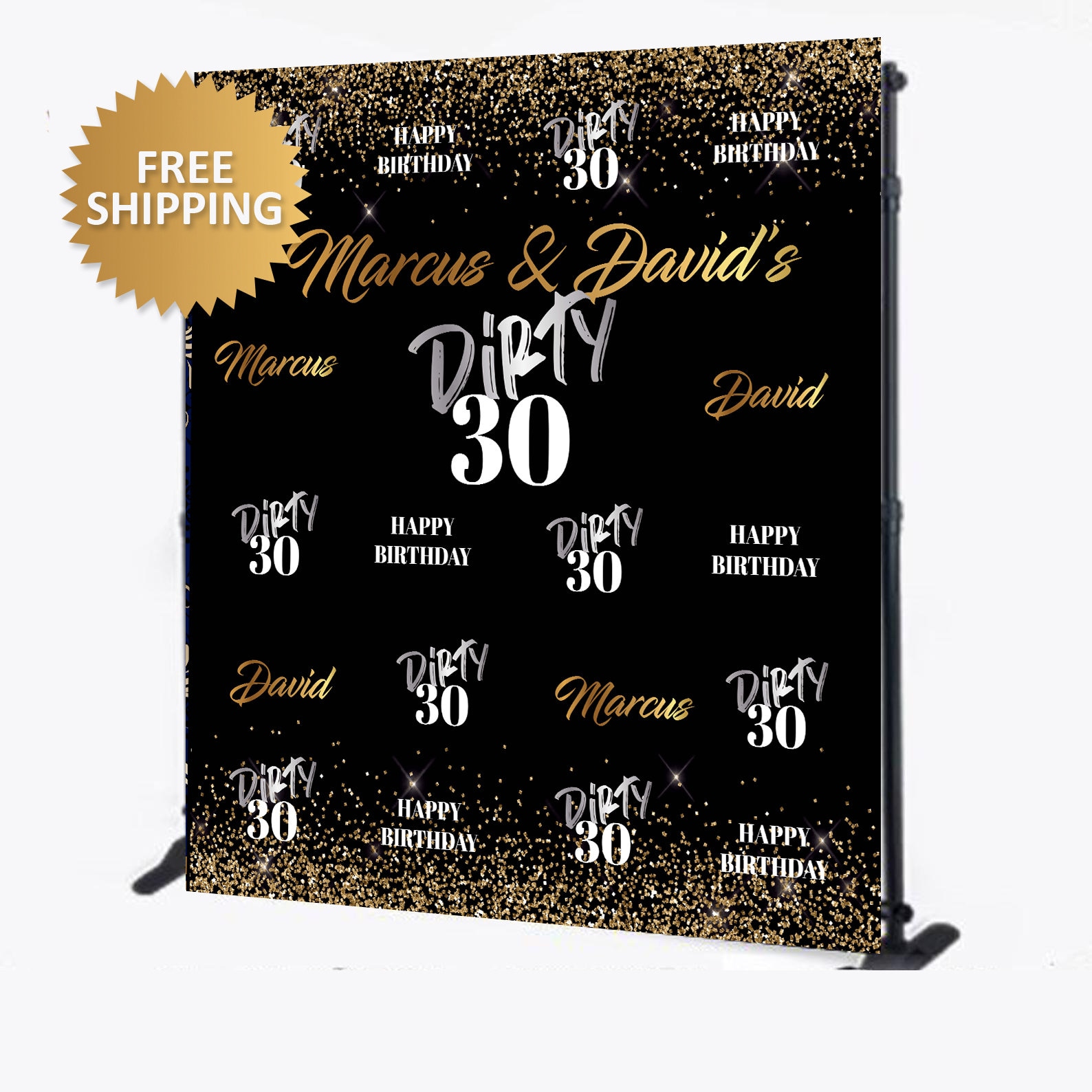 Birthday Backdrop, Birthday Step and Repeat, Dirty 30 Backdrop, Dirty ...