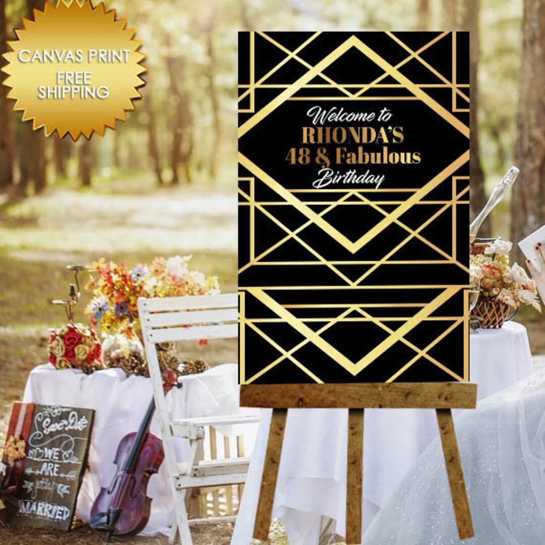 Art Deco Canvas Sign Canvas Guest Book Gatsby Sign Wedding Canvas ...