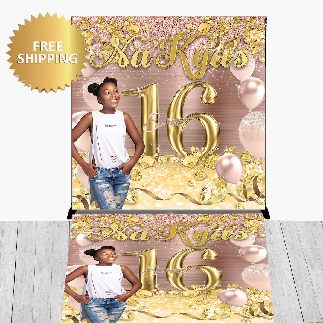 Custom Sticker, Birthday Backdrop, Sweet 16 Birthday Backdrop, Floor ...