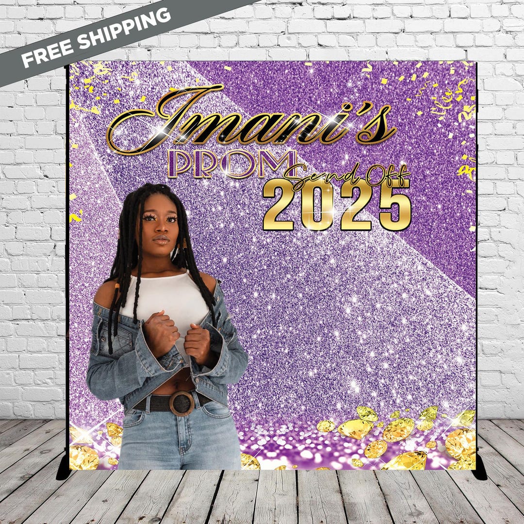 Purple and Gold Backdrop, Prom Banner, Prom Send off Backdrop, Send off ...