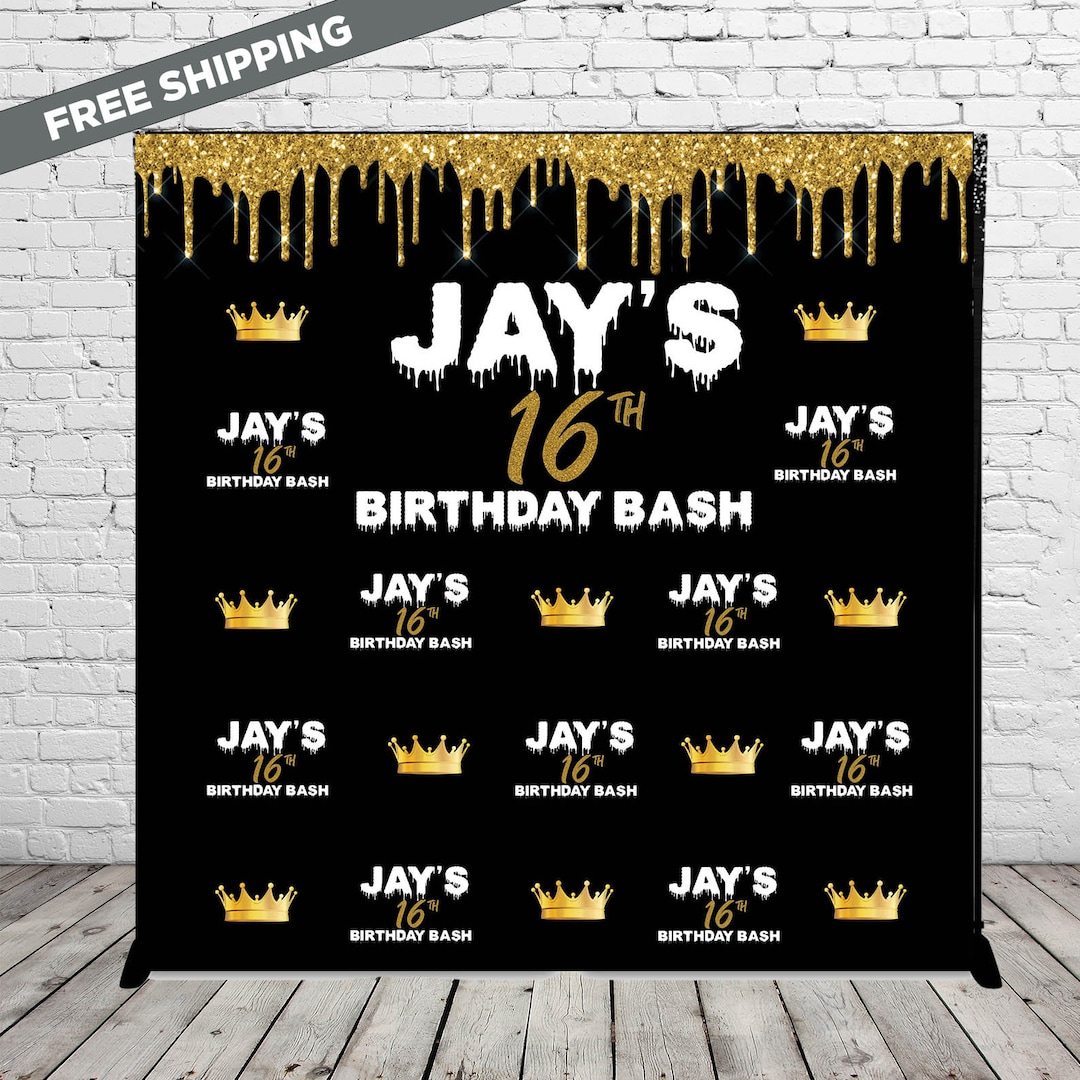 Photo Backdrop, Sweet 16 Step and Repeat, Dripping Swag Backdrop ...