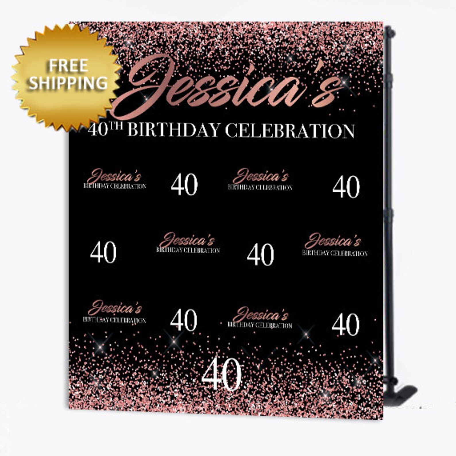 40th Birthday Backdrop Birthday Step and Repeat Backdrop 40 | Etsy