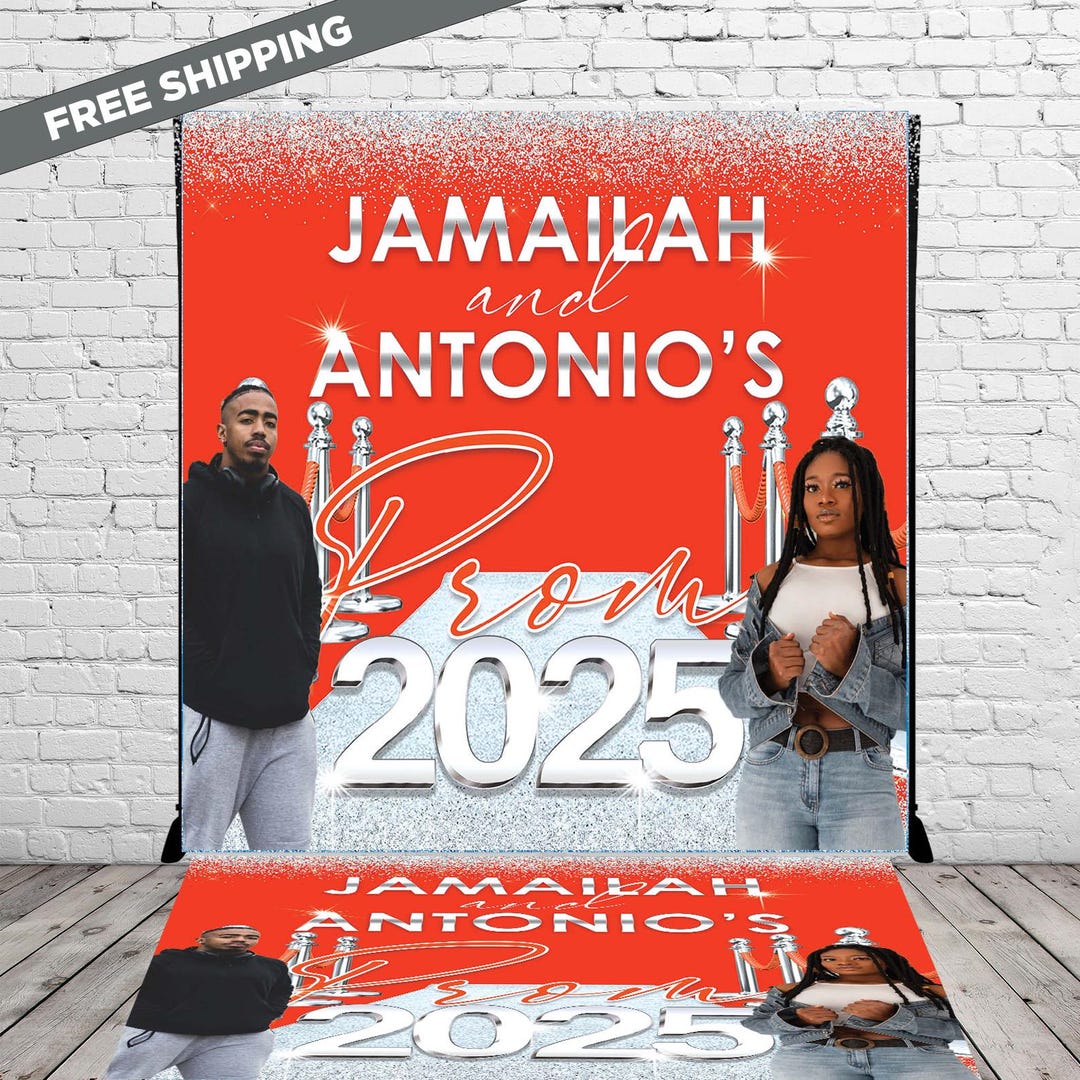 Prom Backdrop and Decal,prom Step and Repeat, Orange Silver Backdrop ...