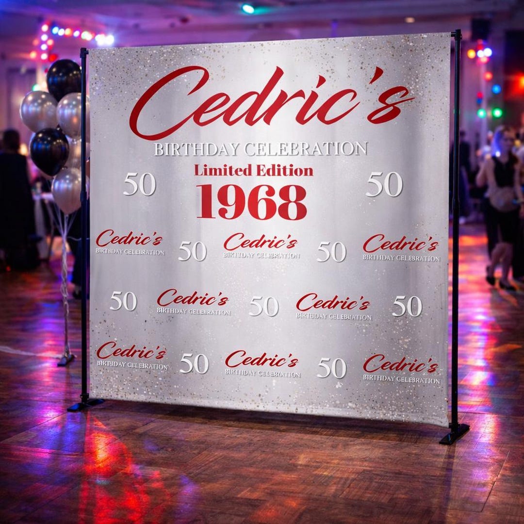 50th Birthday Photo Backdrop Custom Step and Repeat 50the Decor Ideas ...