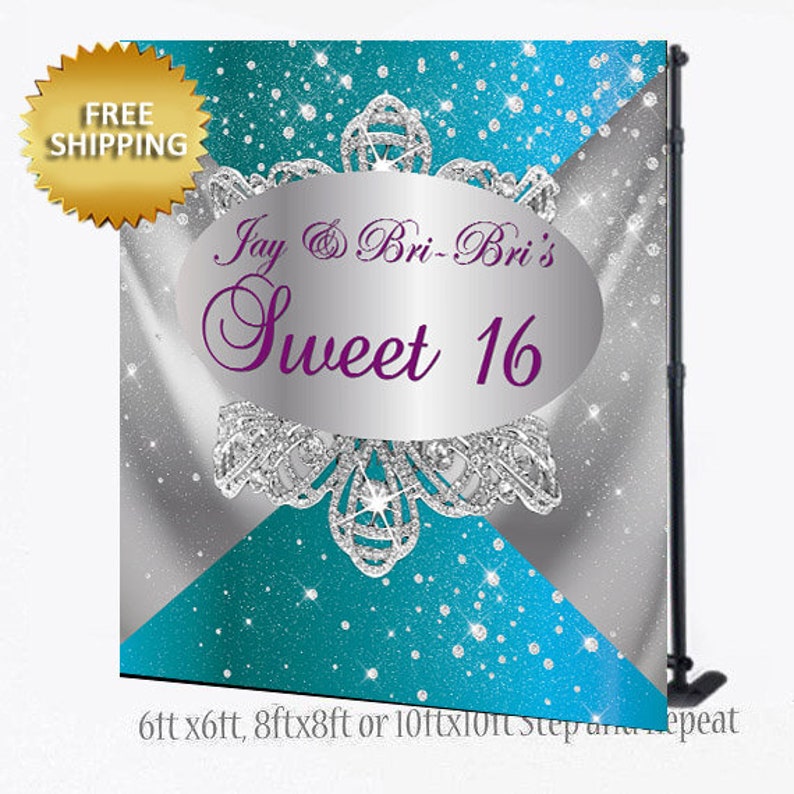 Sweet 16 Step and Repeat 50th Birthday Backdrop Diamond - Etsy