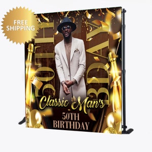 Custom 50th Photo Birthday Backdrop 50th Photo Step and Repeat Custom ...