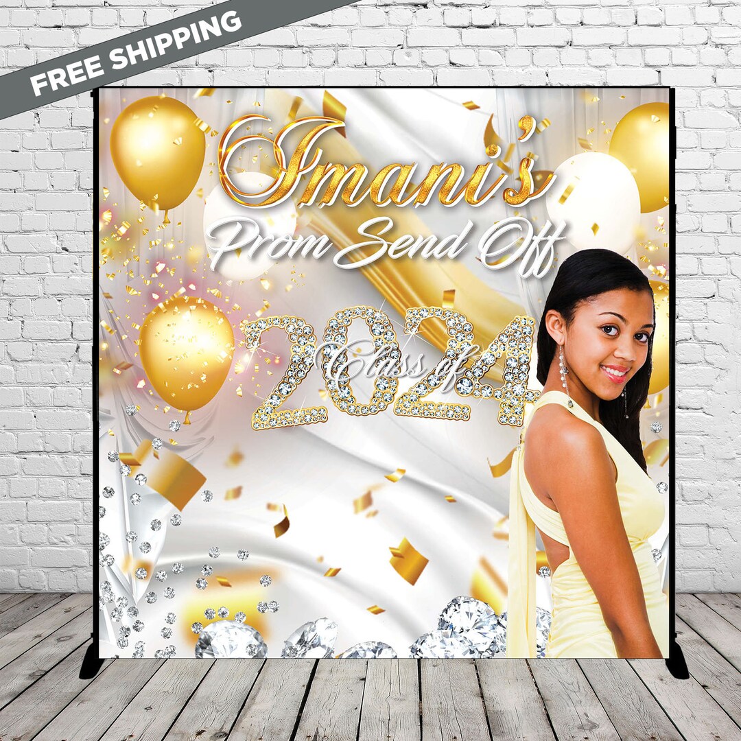 2024 Prom Backdrop, Gold Prom Banner, Prom Backdrop, Prom Step Repeat ...