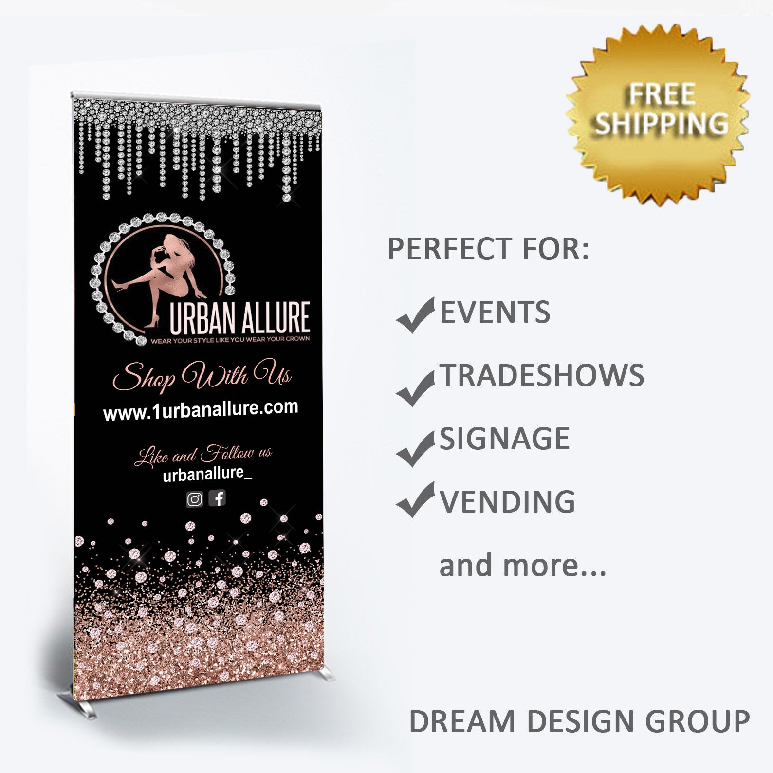 Logo Pop up Shop Banner Diamonds Retractable Banner Trade - Etsy