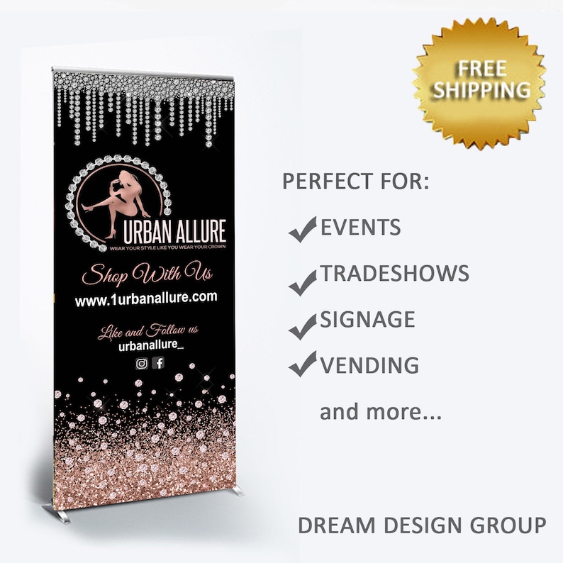 Logo Pop up Shop Banner Diamonds Retractable Banner Trade - Etsy