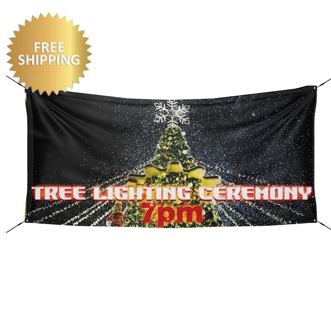 Tree Lighting Ceremony Banner, Christmas Tree Ceremony, Meet Santa Here ...