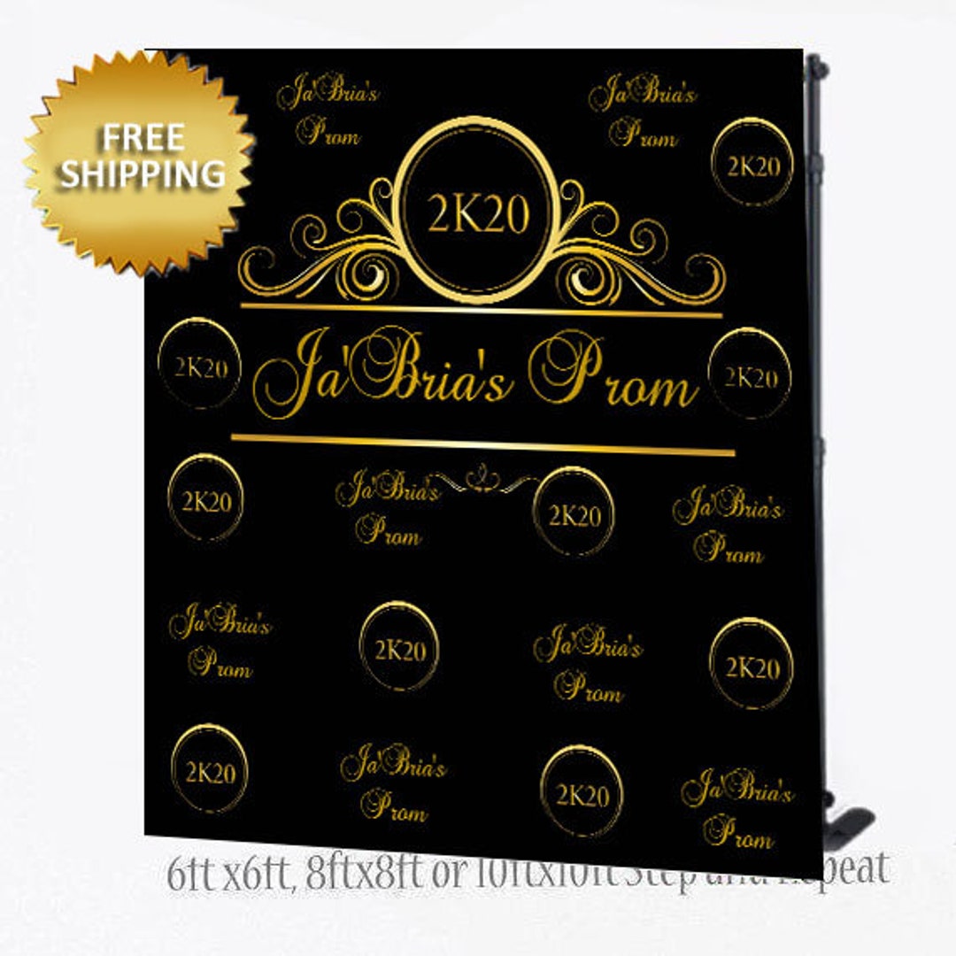 Prom Backdrop, Prom Step and Repeat, Prom Banner, Black and Gold Prom ...