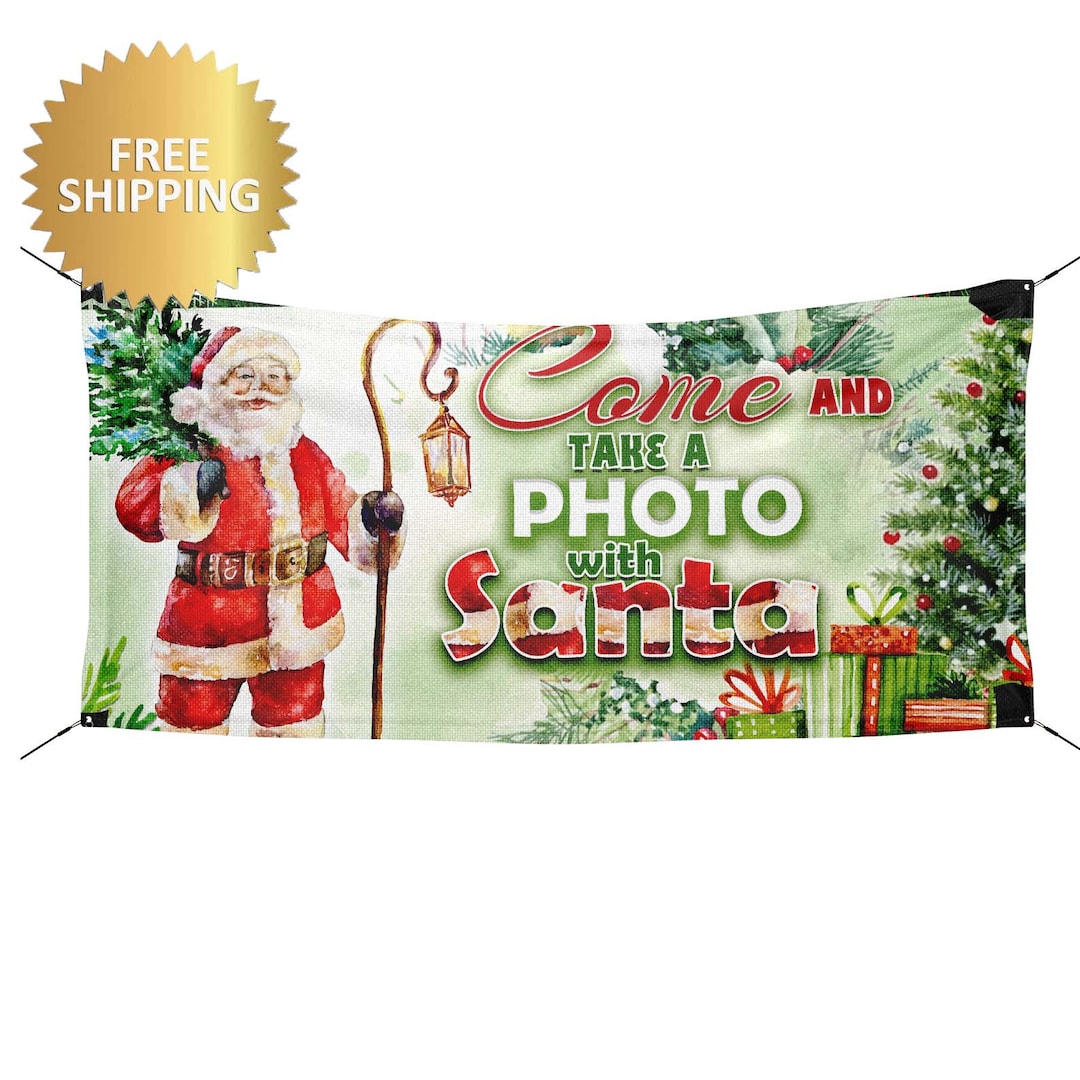Meet Santa Here Banner, Santa's Workshop Banner, Take a Photo With ...
