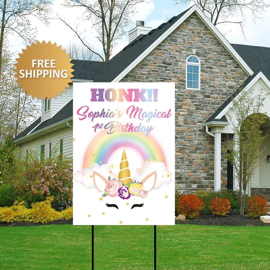 Unicorn Yard Sign Birthday Yard Sign Honk Birthday Yard Sign Foam Board ...