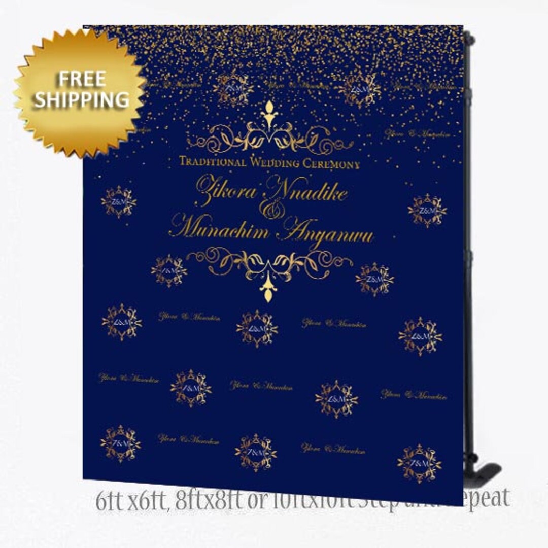 Wedding Backdrop, Wedding Step and Repeat, 50th Birthday Backdrop, Blue ...