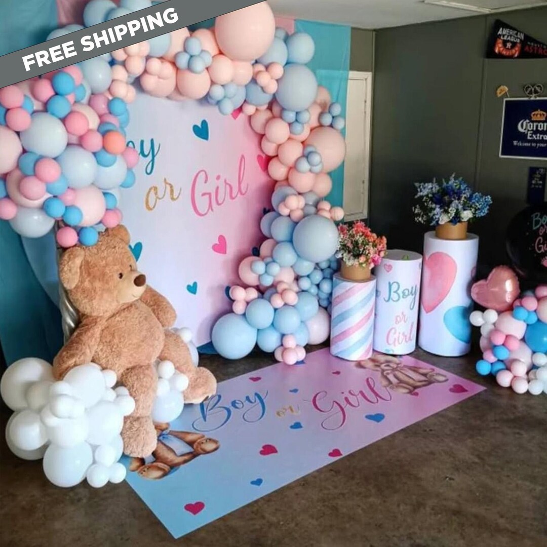 Gender Reveal Backdrop and Decal Combo Boy or Girl Backdrop Boy or Girl ...