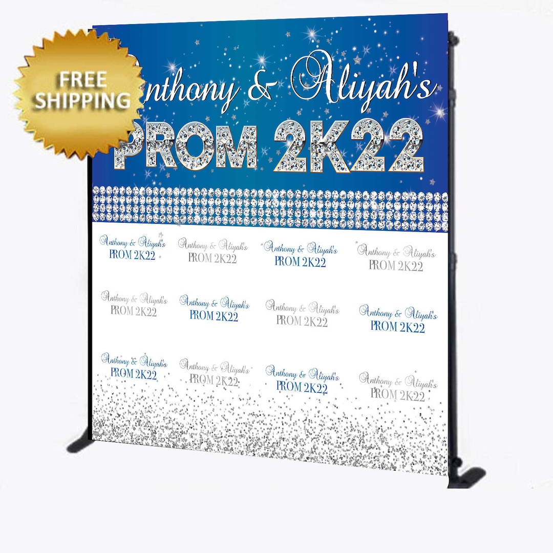 Prom Backdrop, Prom Step and Repeat, Prom Ideas, Prom Banner, Blue and ...
