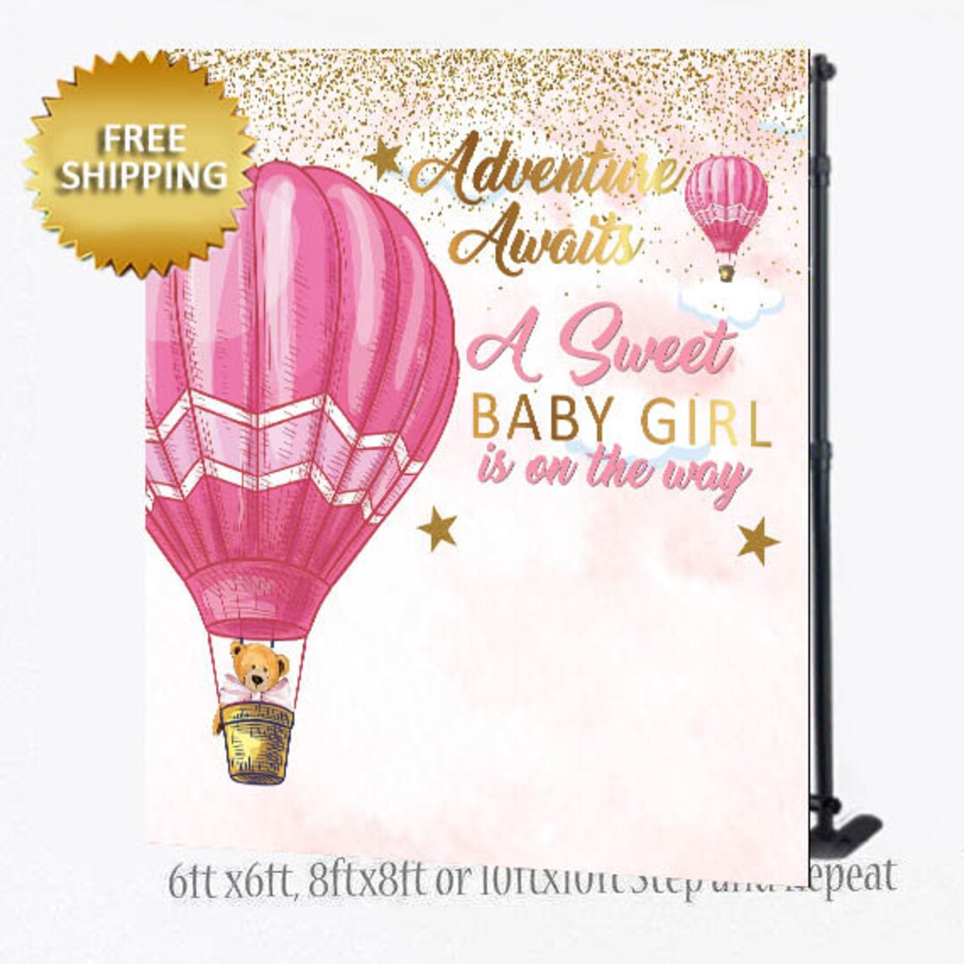 Hot Air Balloons Step and Repeat, Baby Shower Backdrop, 8x8 Step and ...