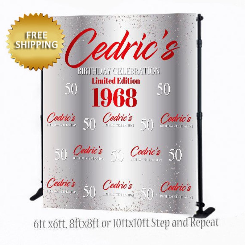 50th Birthday Photo Backdrop Custom Step and Repeat 50the Decor Ideas ...