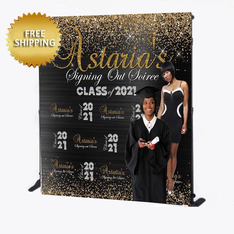 Graduation Backdrop Graduation Photobooth Black and Gold - Etsy
