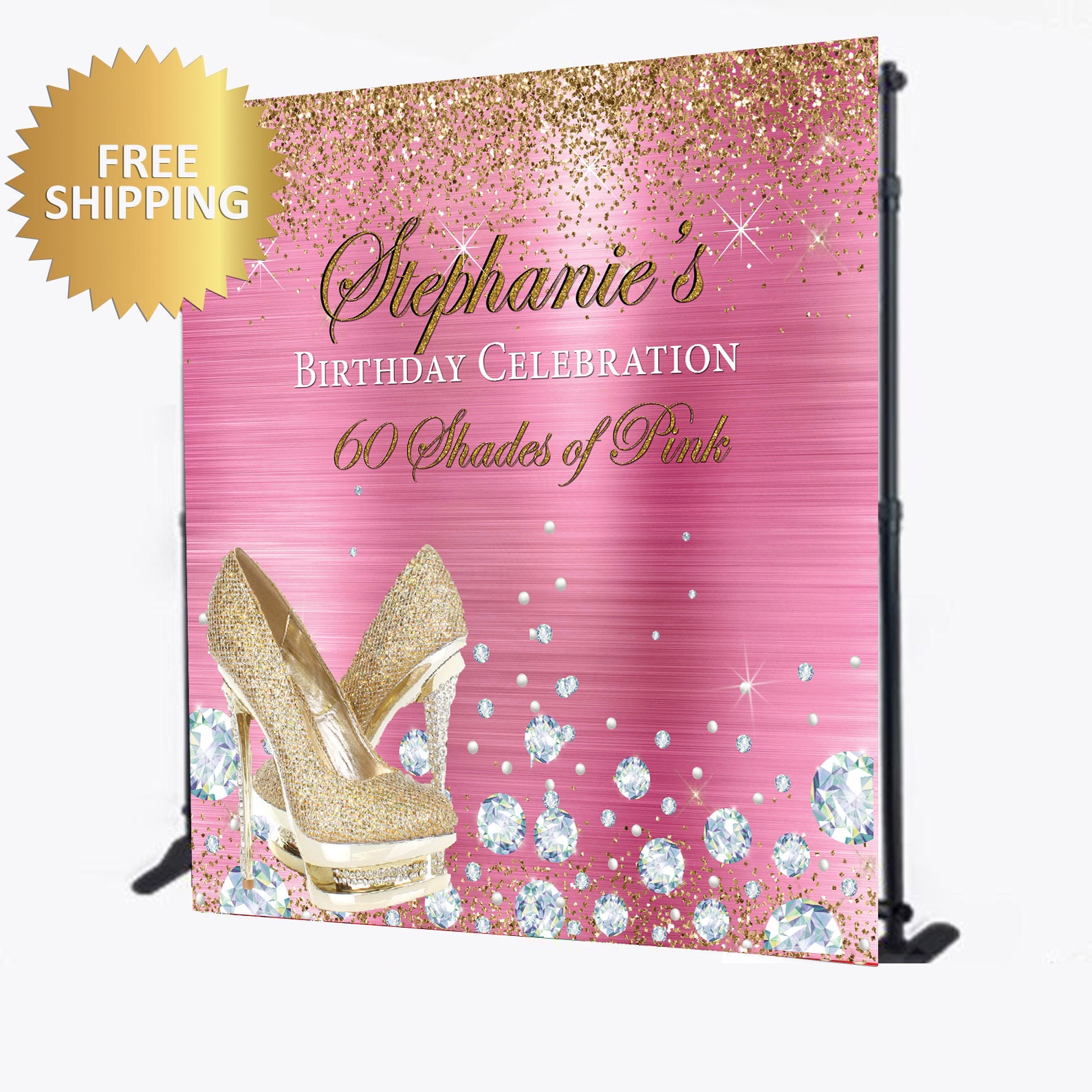 Pink and Gold Backdrop Pink Step and Repeat Backdrop Diamonds Step and ...
