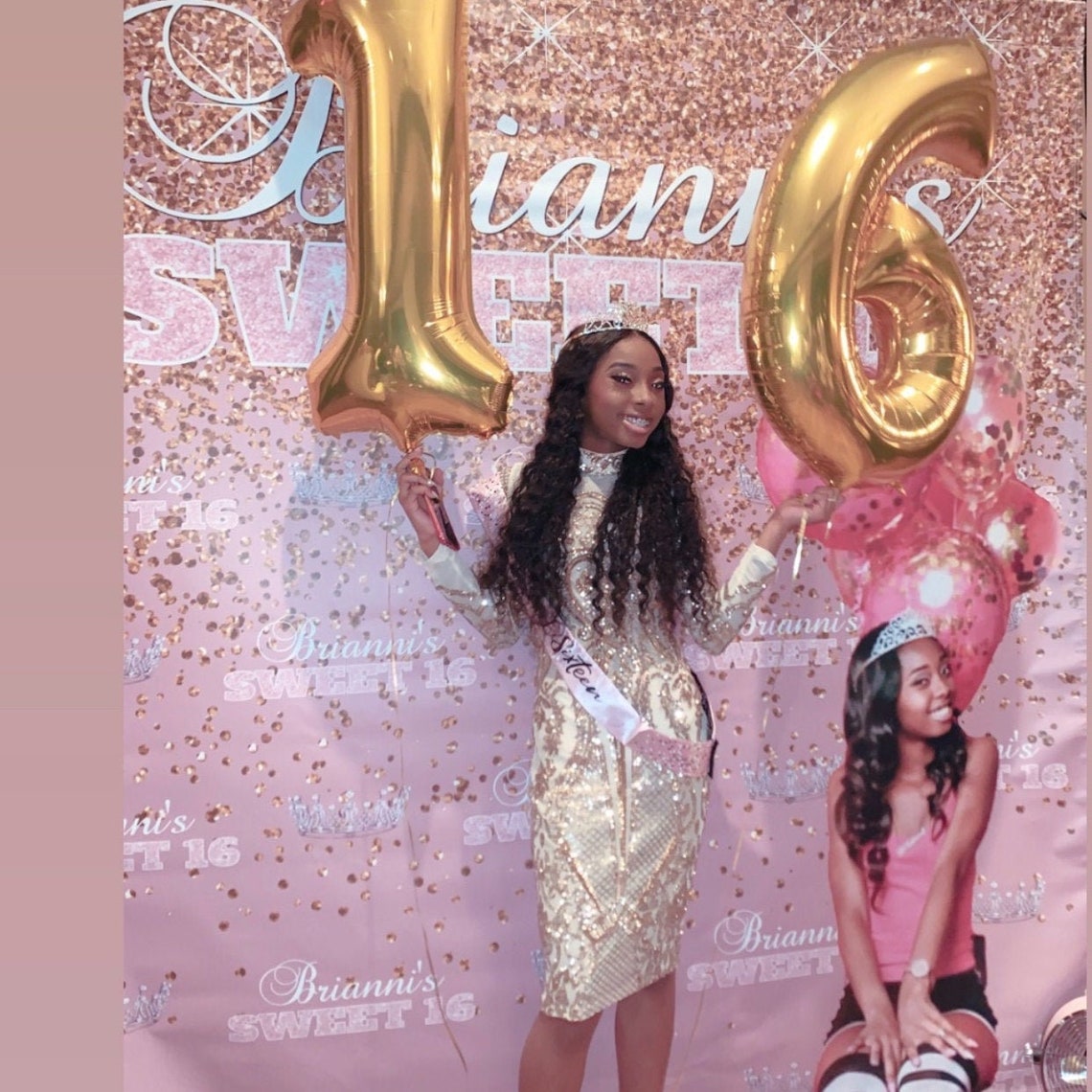 Rose Gold Backdrop, Sweet 16 Backdrop, Rose Gold and Gold Back Drop ...