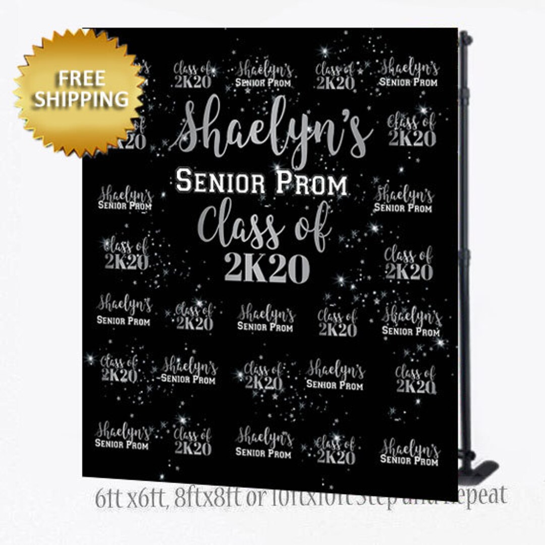 Custom 8X8 Photo Booth Backdrop, Black and Silver Step and Repeat, Prom ...