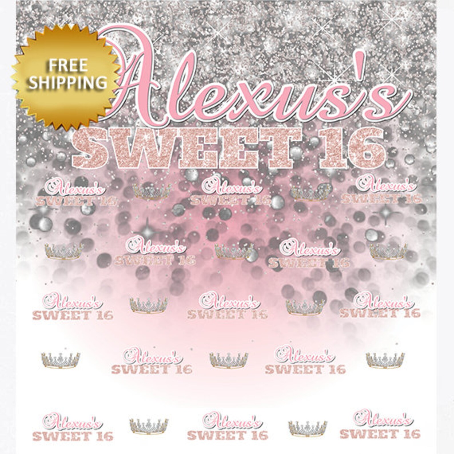 Pink Step and Repeat Backdrop, Pink and Silver Step and Repeat, Sweet ...