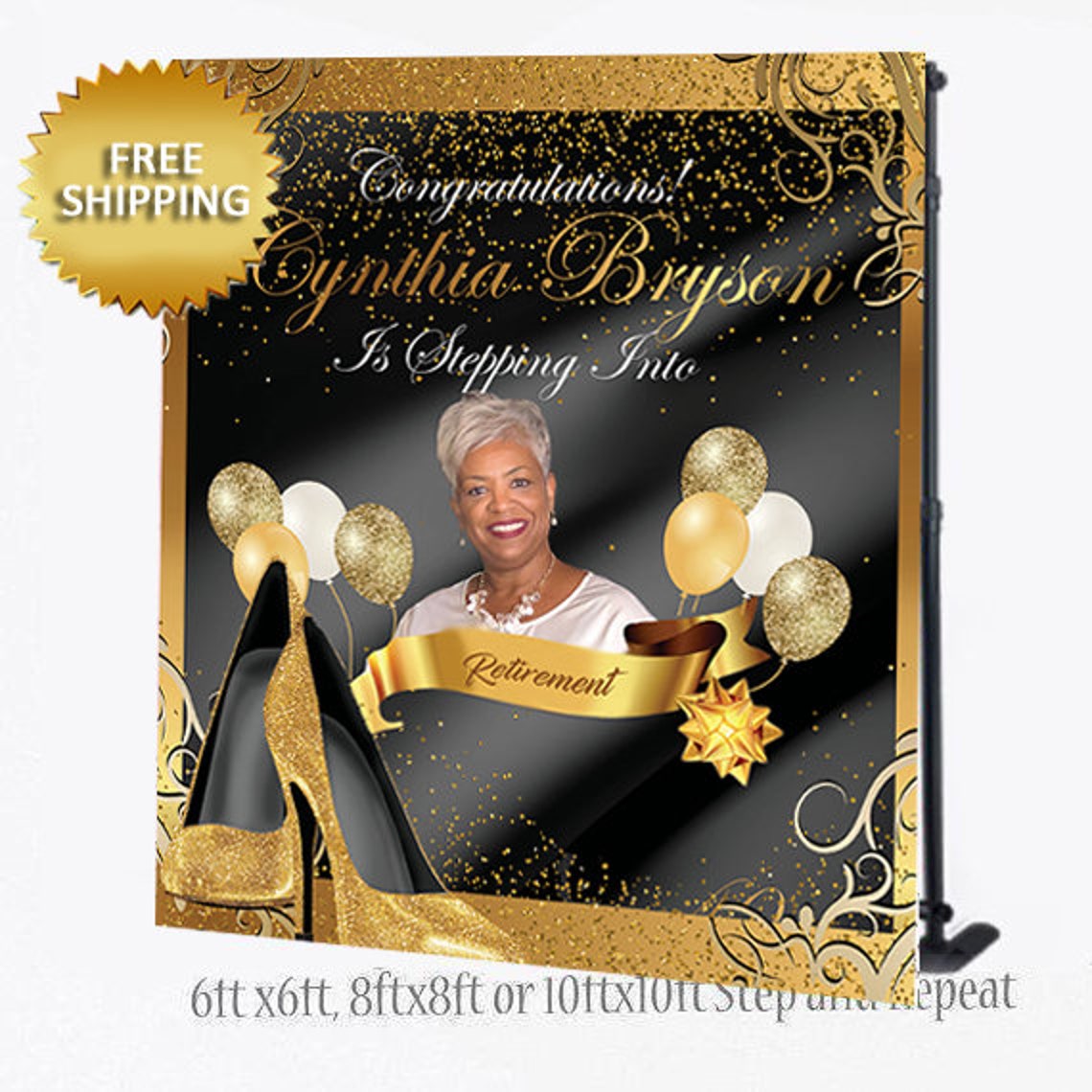 Custom Photo Backdrop Retirement Step Repeat 50th Birthday ...