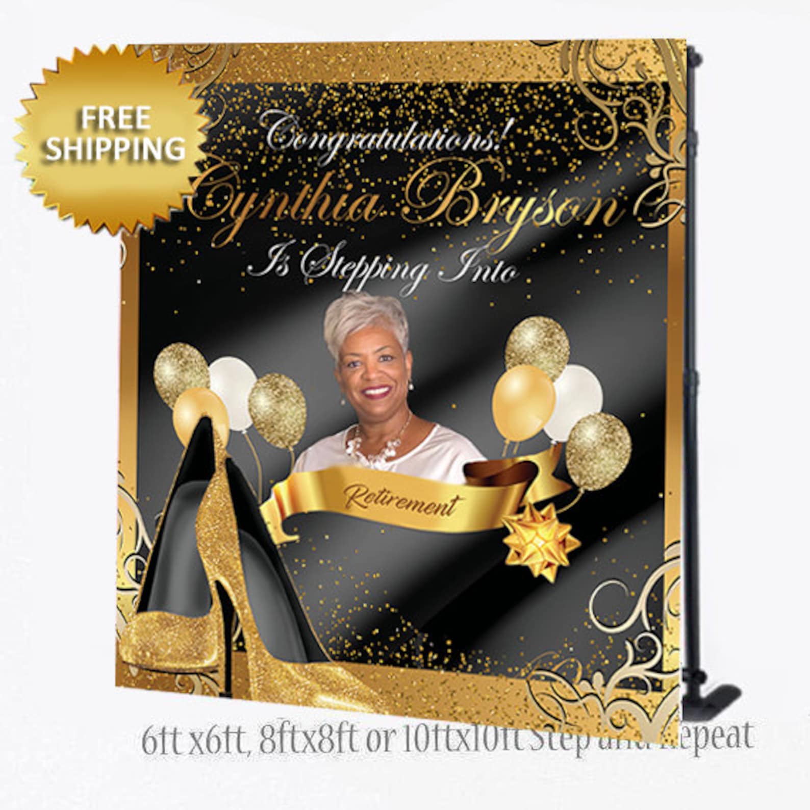 Custom Photo Backdrop Retirement Step Repeat 50th Birthday ...