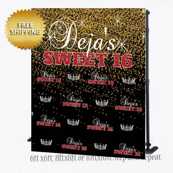 Sweet 16 Step And Repeat Banner Rose Gold Backdrop Rose Gold Step And