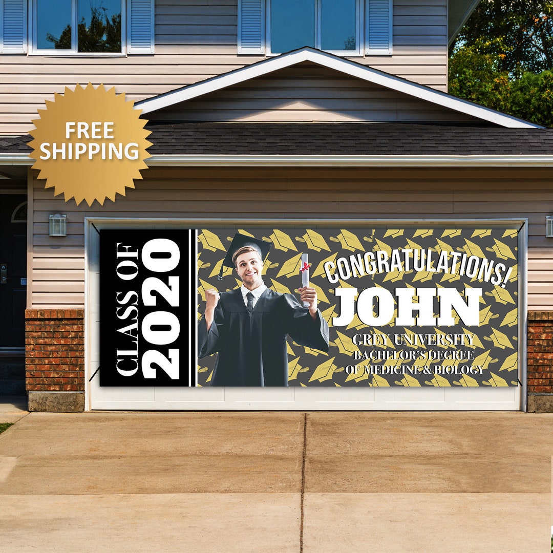 Drive by Graduation Sign Class of 2020 Banner Graduation Custom Photo ...
