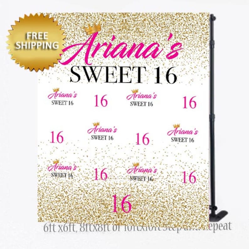 Sweet 16 Backdrop Sweet 16 Step and Repeat Birthday - Etsy