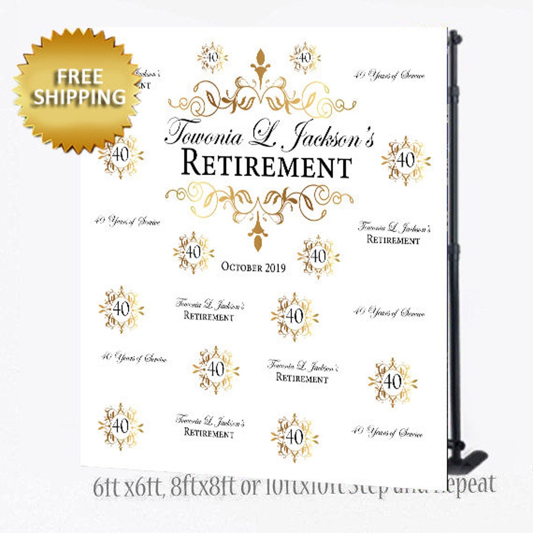 Retirement Backdrop Retirement Step and Repeat 8X8 Photobooth Backdrop ...