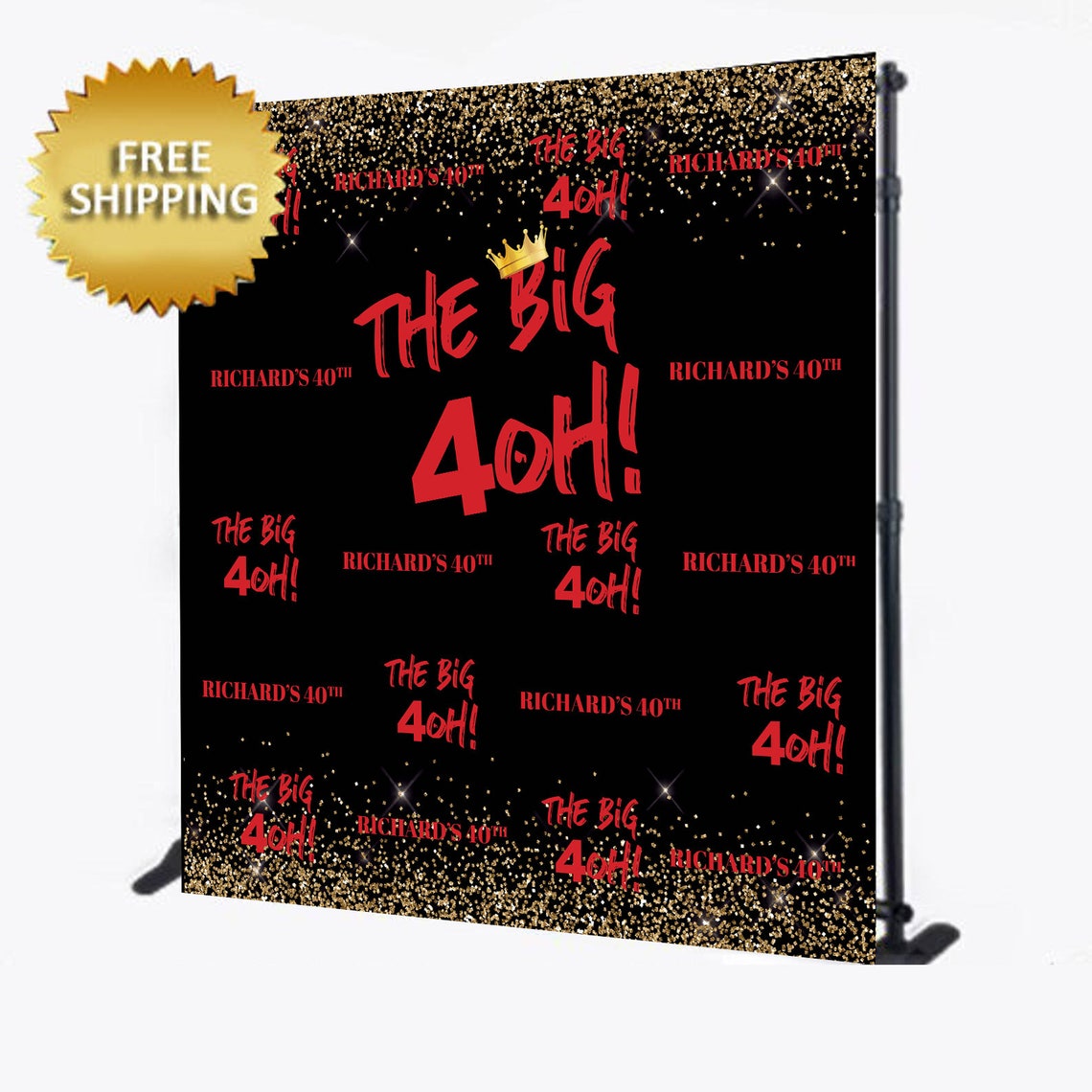 Birthday Backdrop 40th Birthday Backdrop Black and Gold - Etsy