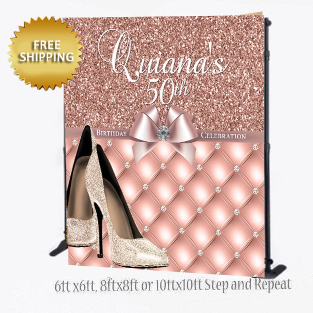 Birthday Backdrop, Birthday Step and Repeat, Rose Gold Backdrop, Photo ...